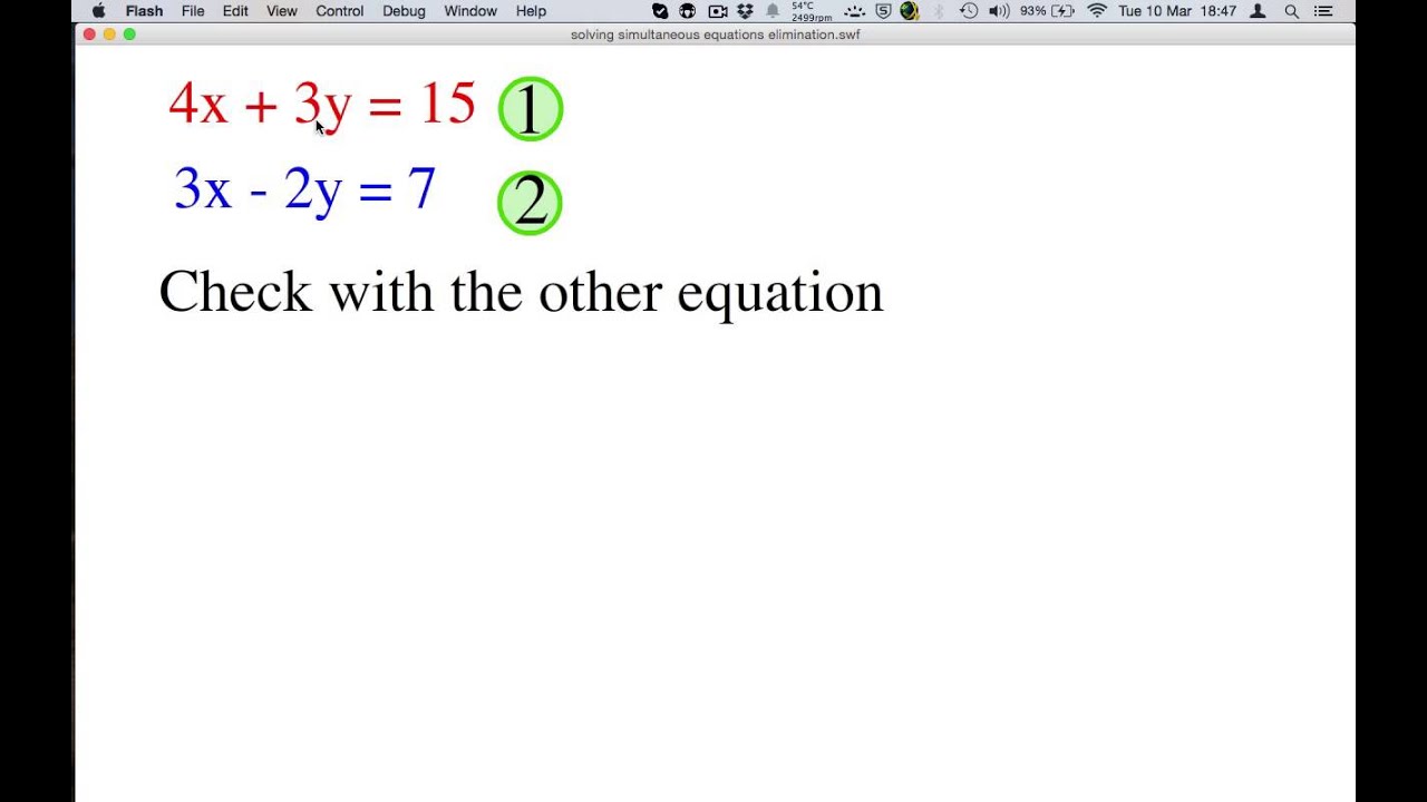 How to solve simultaneous equations using the elimination method