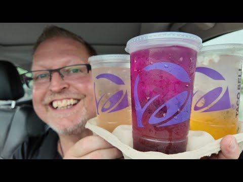 Taco Bell Dragonfruit Berry, Mango Peach, & Pineapple Lime Rockstar Energy Refresca Review !