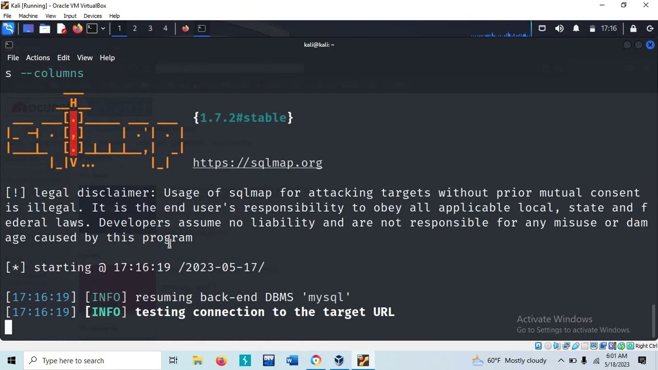 Using sqlmap to find database name, table, columns and data