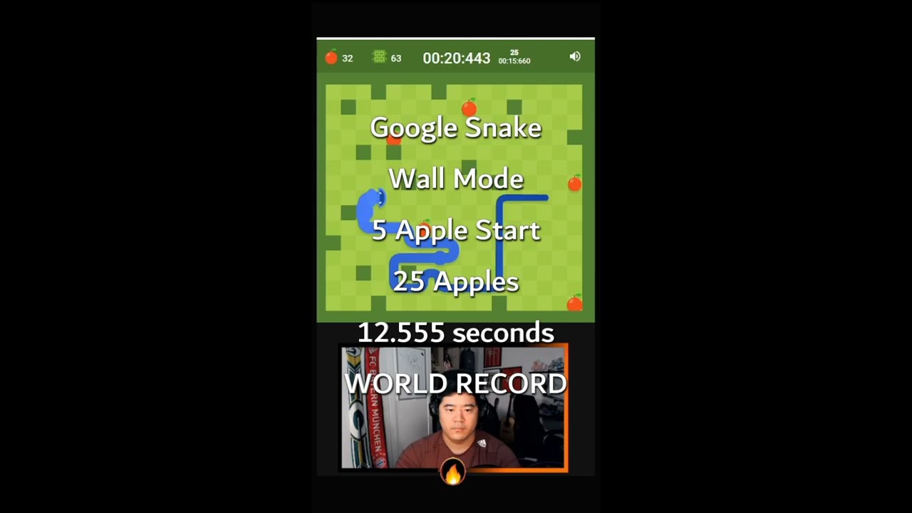 WORLD RECORD | Google Snake | Wall Mode | 25 Apples | Standard Map
