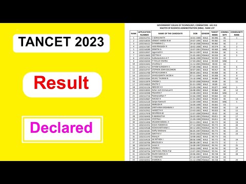 TANCET 2023 Result Declared | TANCET 2023 Result Declared Full Details