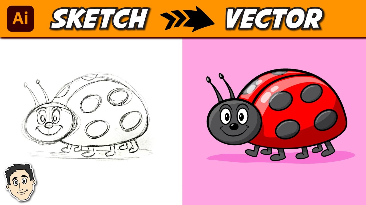 Adobe Illustrator Tutorial: Create a Ladybug from Hand Sketch (HD)