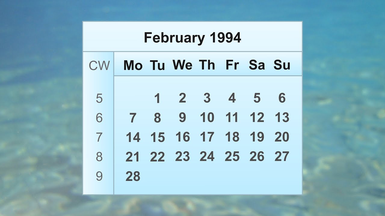 February 1994 Calendar