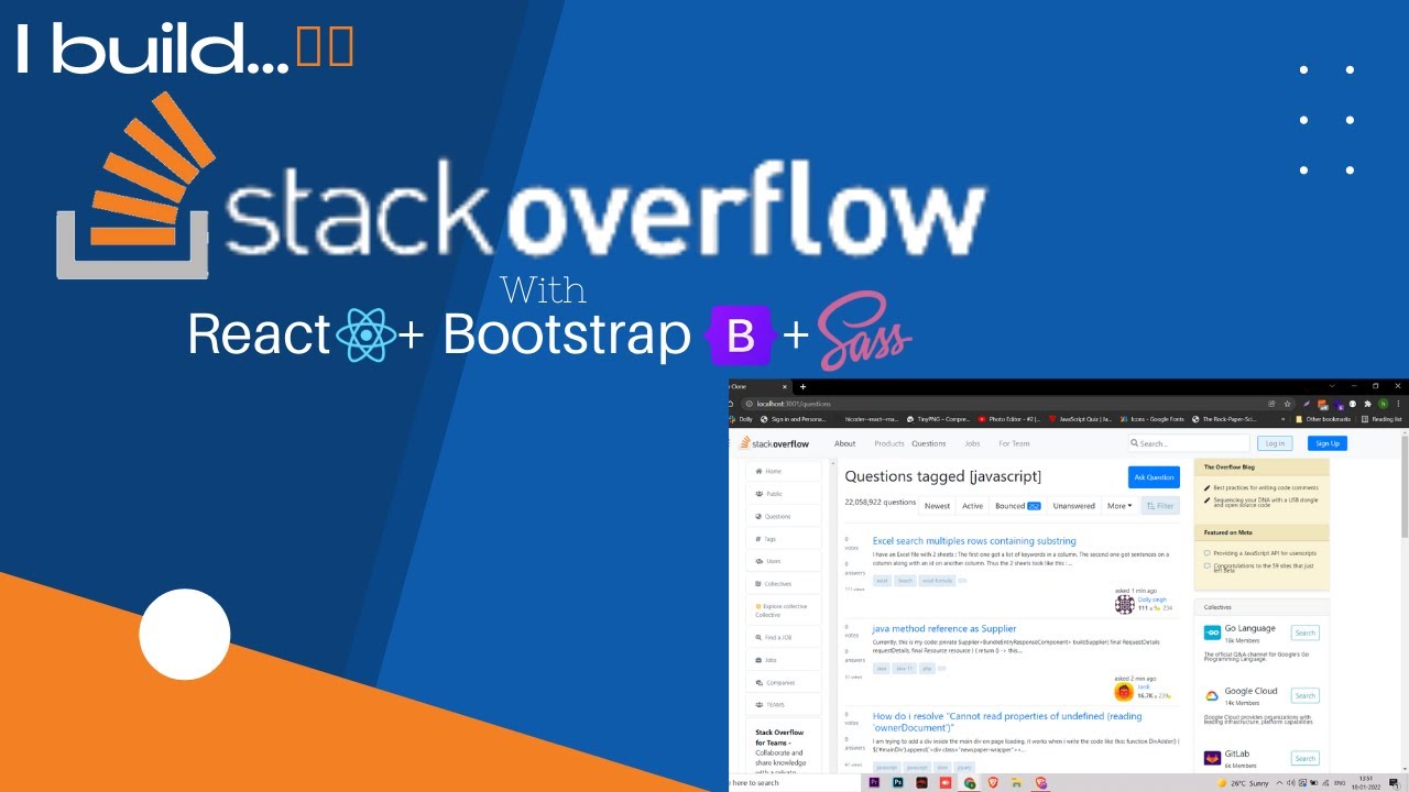 🔵[ENG] Stack Overflow Clone from scratch using React, Bootstrap & Sass #project6  #CodeWithDolly