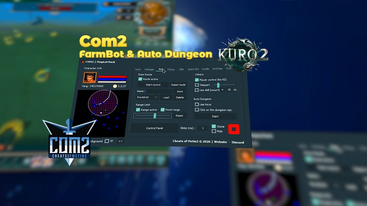 Com2 | Kuro2 & FarmBot - Auto Dungeon - LevelBot & AutoBoss - AntiBan++ #metin2 #metin2pvp