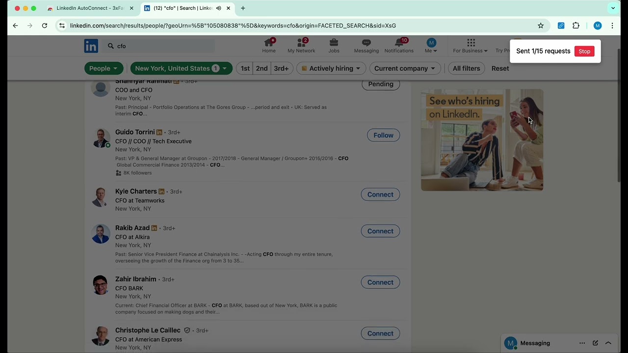 Linkedin AutoConnect - automatically send connection requests in bulk chrome extension (3xFaster)