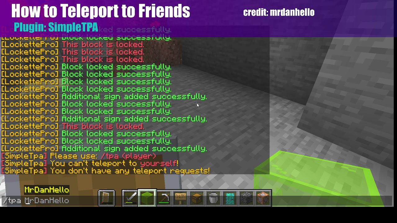 How to teleport: Minecraft plugin: SimpleTPA
