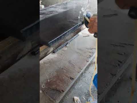 Granite Edges Water Polishing With A Hand Grinder