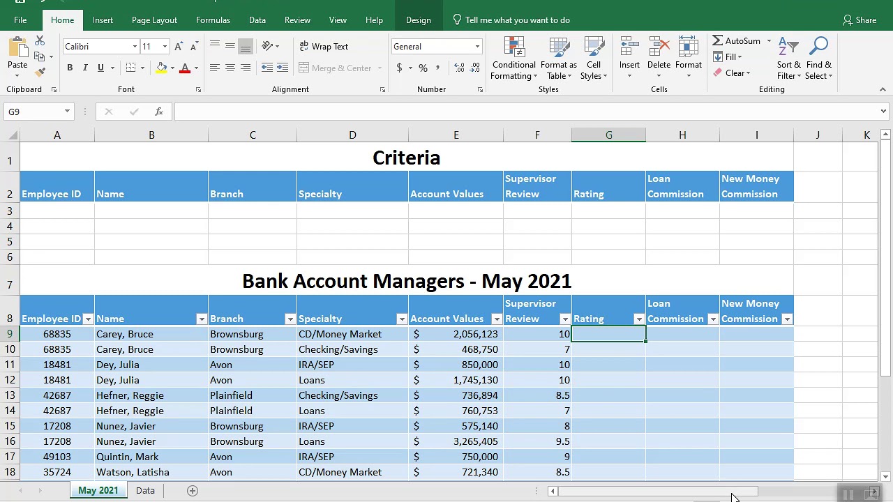 Excel Chapter 6 Demo - Webcast