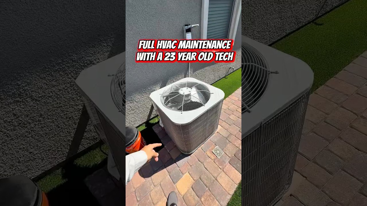 Full ac maintenance with a 23 year old hvac technician! #hvac #tech #work #service #hvactechnician
