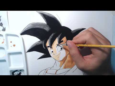 How to draw Goku smile 【 watercolor paint】