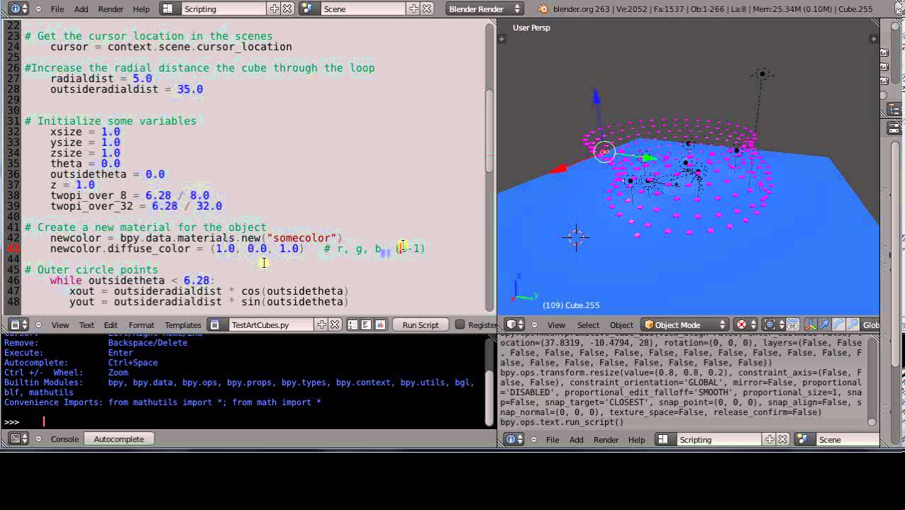 Blender 2.6 Tutorial - Basic Python Programming - Part 4