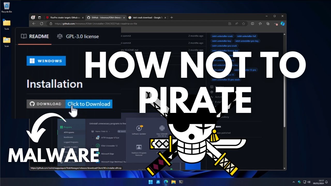 How not to Pirate: Malware in cracks on Github