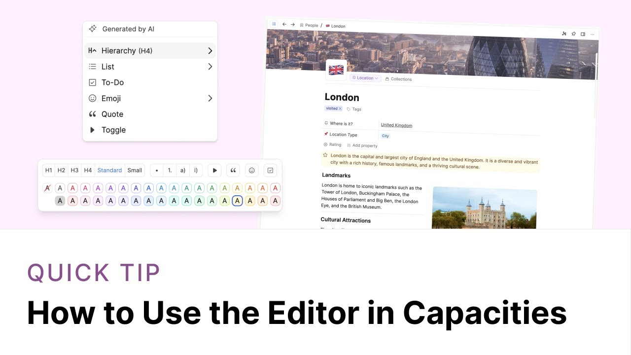How to use the editor in Capacities