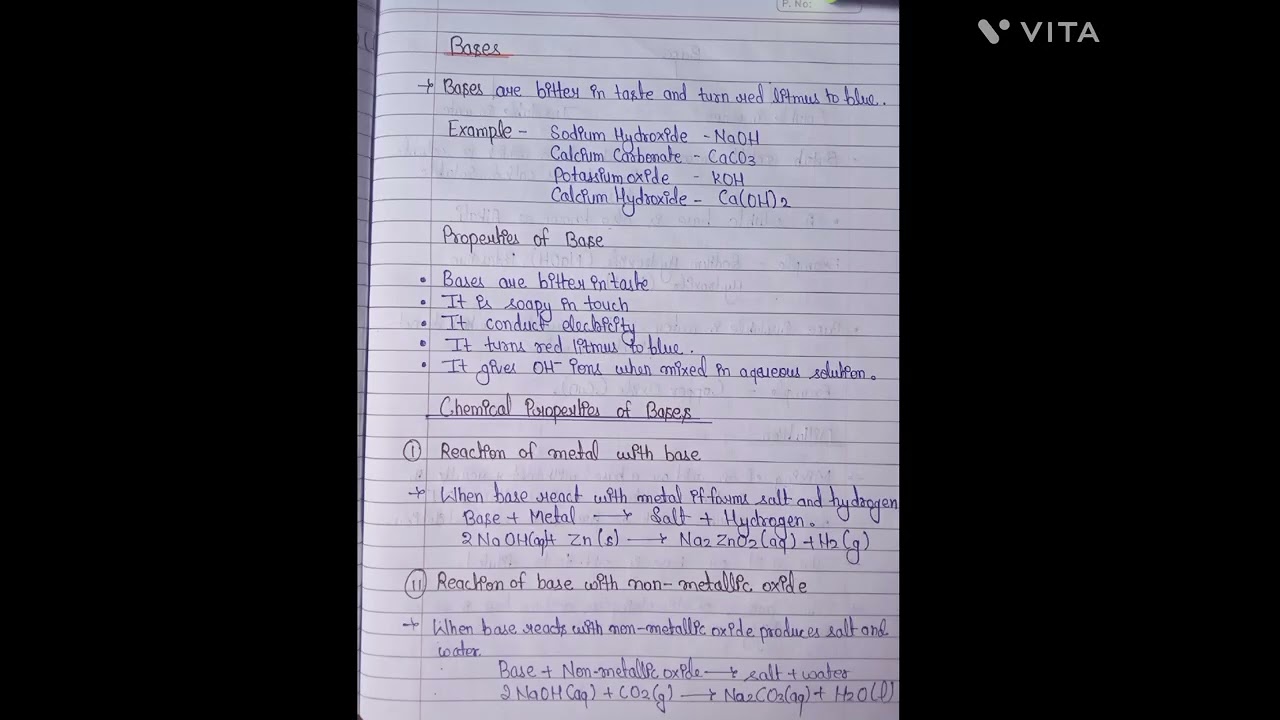 Class 10 Chemistry | Chapter 2 Acids, Bases and Salts | Handwritten notes