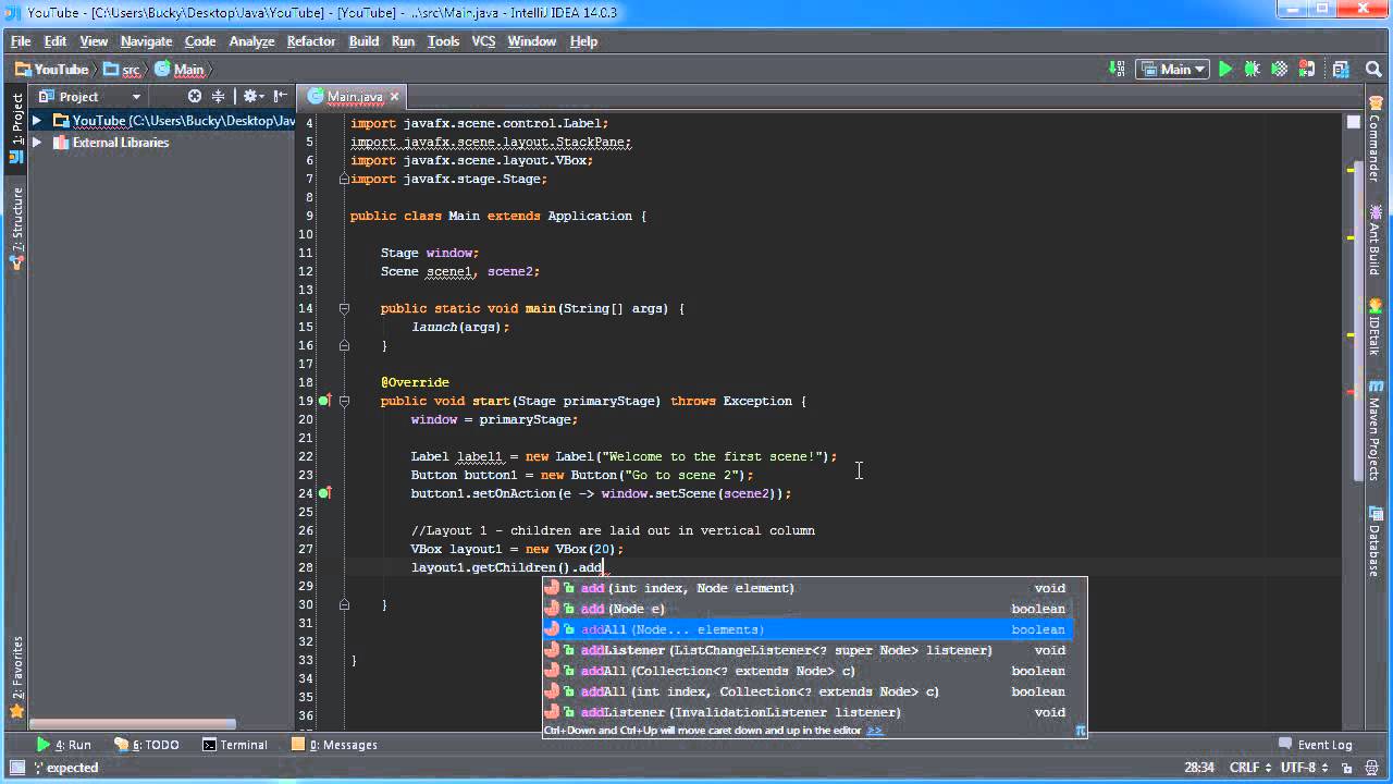 JavaFX Java GUI Tutorial - 4 - Switching Scenes