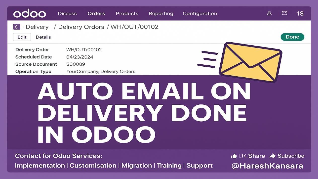 Send Automatic Email When Delivery Orders Are Done in Odoo | Delivery Confirmation Setup