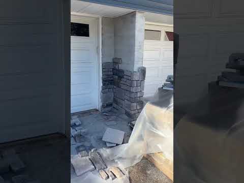 What a difference a little stone veneer can make 😍 #masonry #construction #stoneveneer #stone