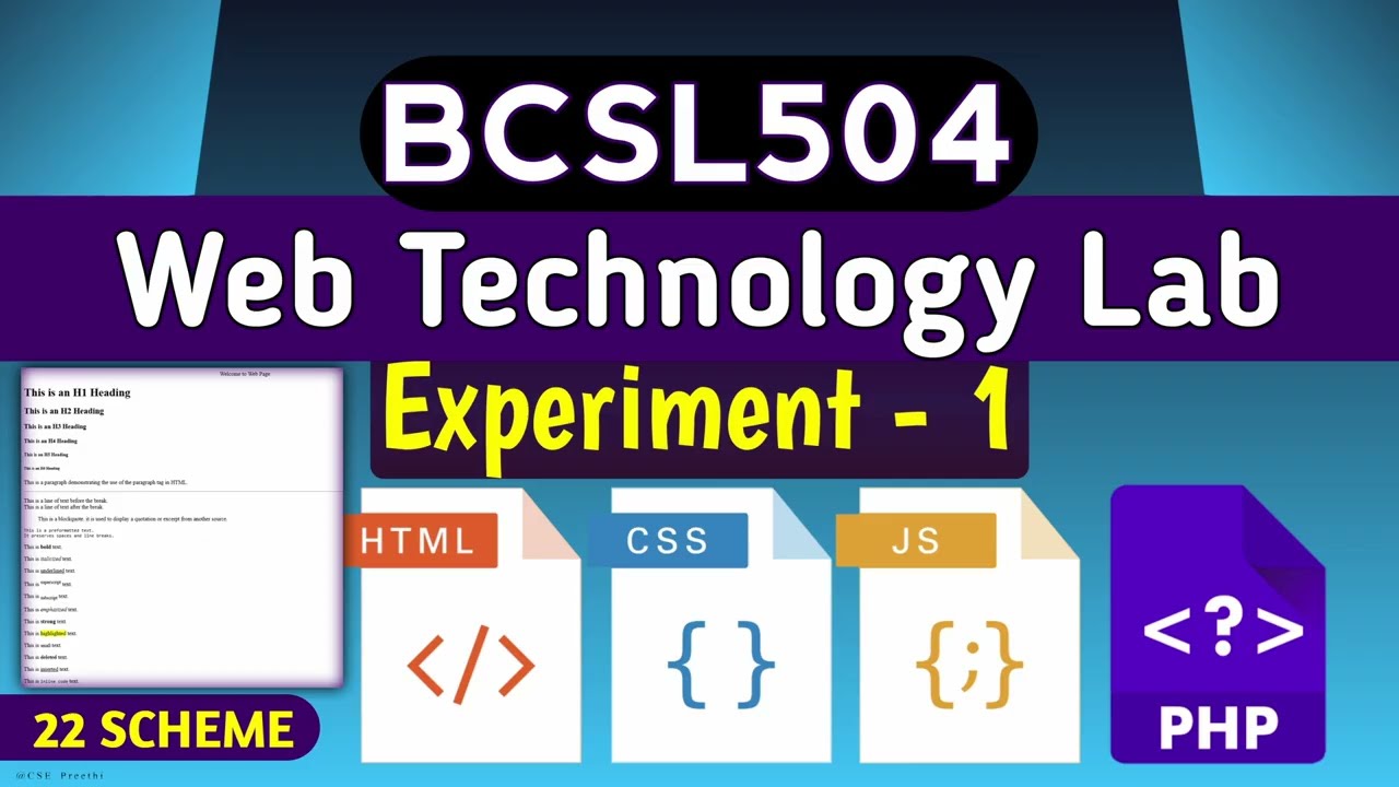 BCSL504 Web Technology Lab Program 1 Execution | 22 Scheme | VTU Web Technology Lab | Step-by-Step