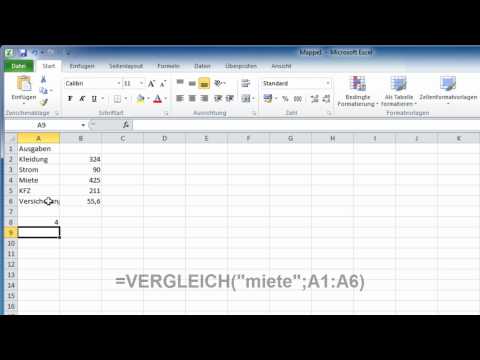 100 Excel 2010 Funktionen - Die Funktion VERGLEICH