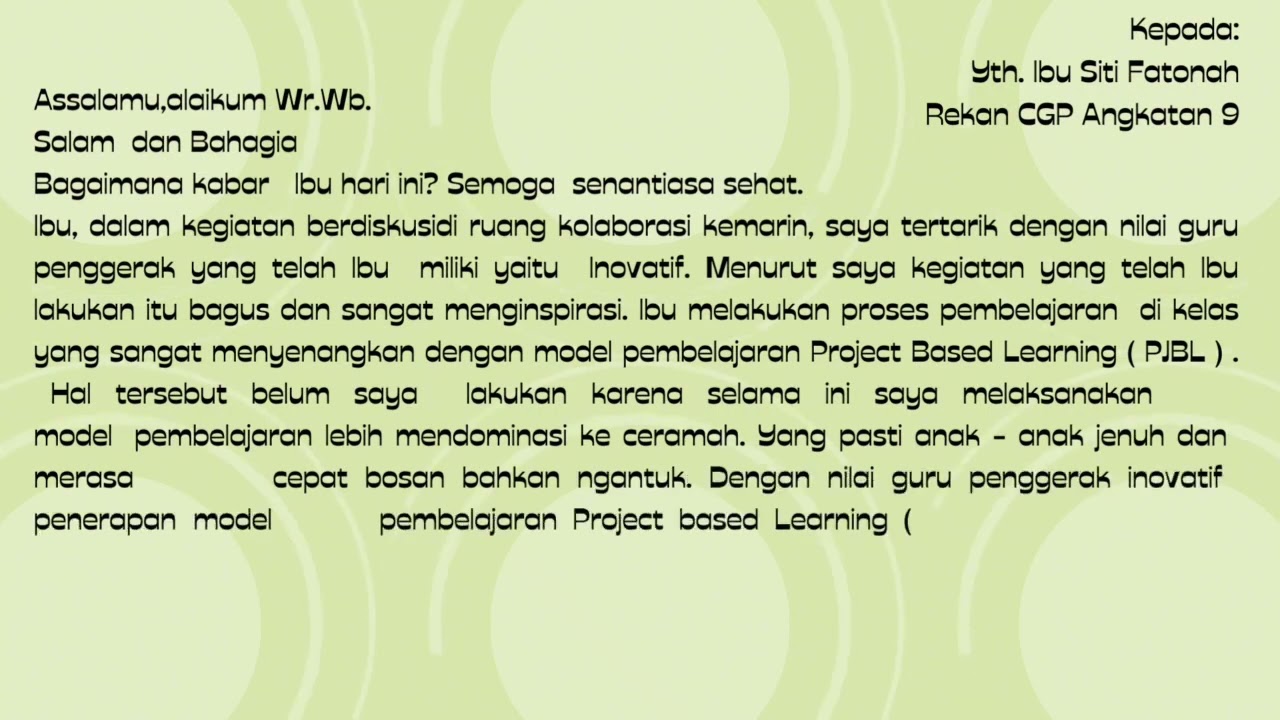 Surat terimakasih untuk rekan CGP