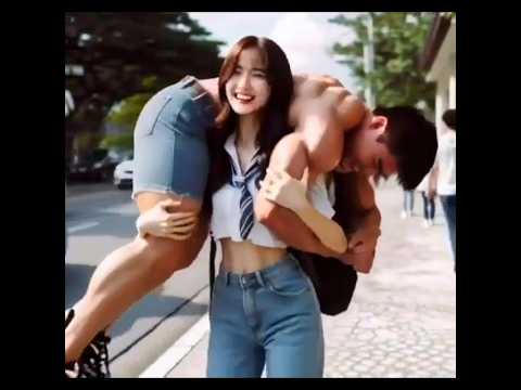 Lift and Carry // Strong Beautiful Girl // She lifts A Heavier Guy in Fireman's Carry On A Long Road