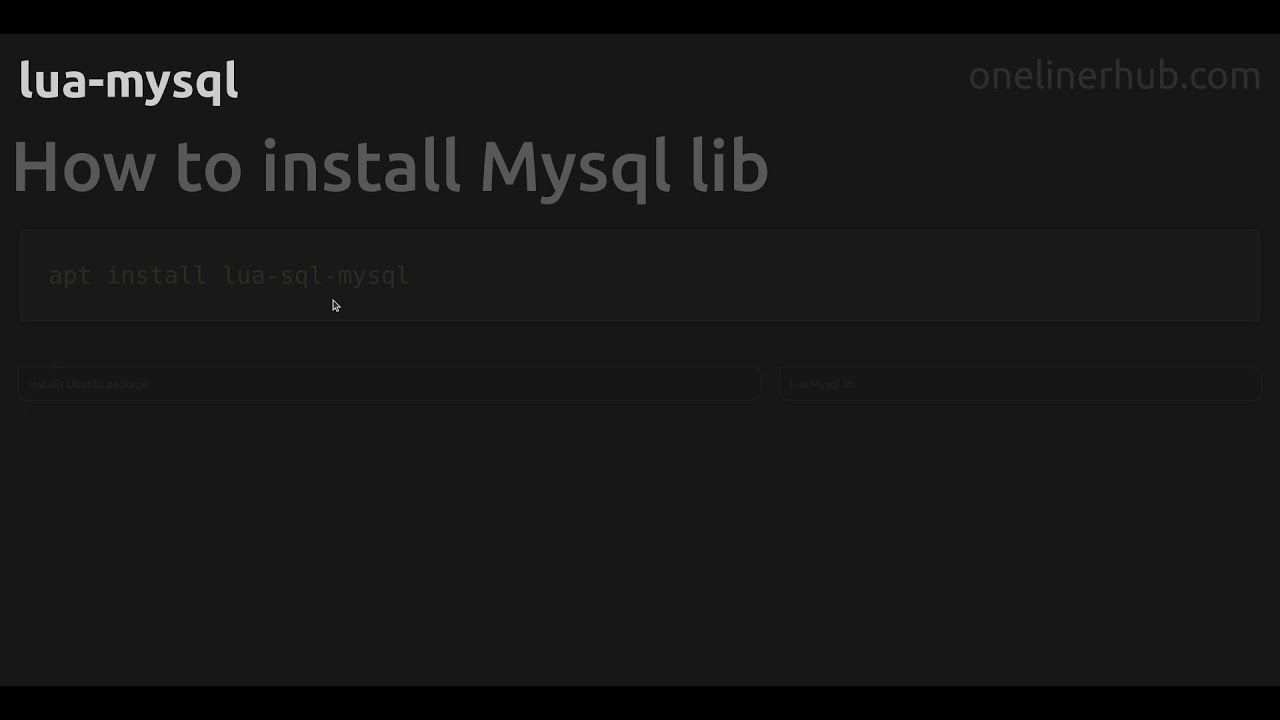 How to install Mysql lib #lua-mysql