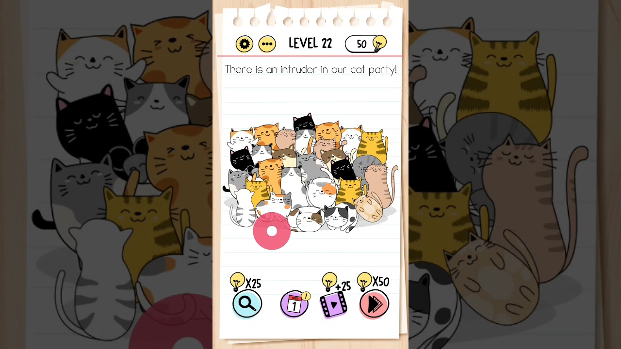 There is an intruder in our cat party! Brain Test Level 22