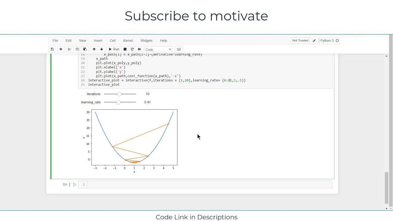 Gradient descent visualisation in Jupyter Notebook