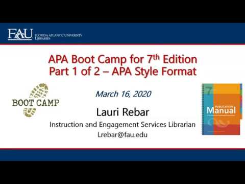 APA Boot Camp 7th edition, Part 1, Formatting Your Paper