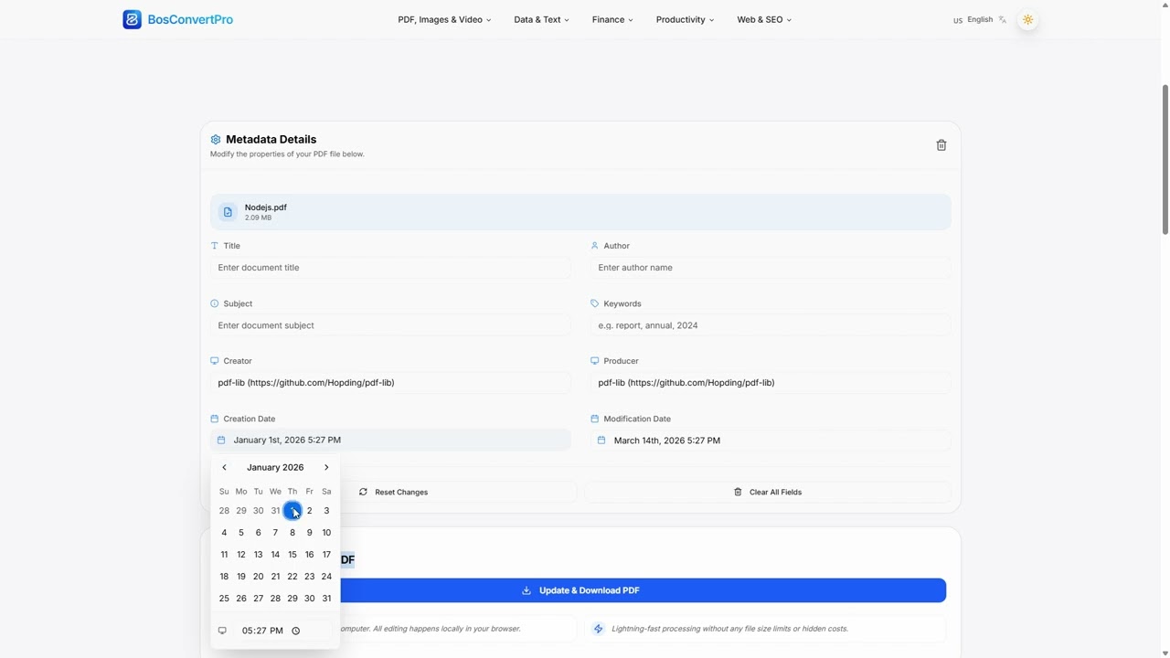 PDF Metadata Editor | bosconvertpro.com