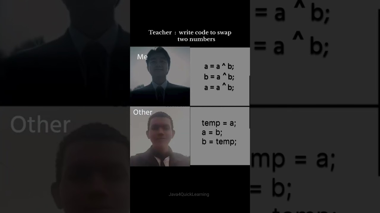 Swap two numbers without using third variable in java #java #program #java4quicklearning