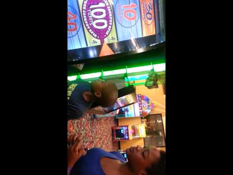 Ashley winning double JACKPOT at Great Wolf.