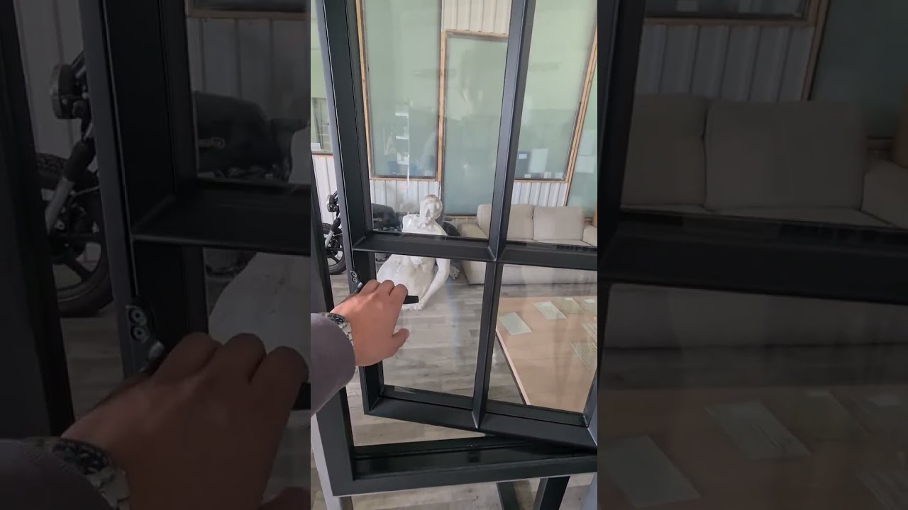 Ottostumm  Steel Window Sample with Triangle GLAZING BEADS and opening restrctor NYC | PORTAMET