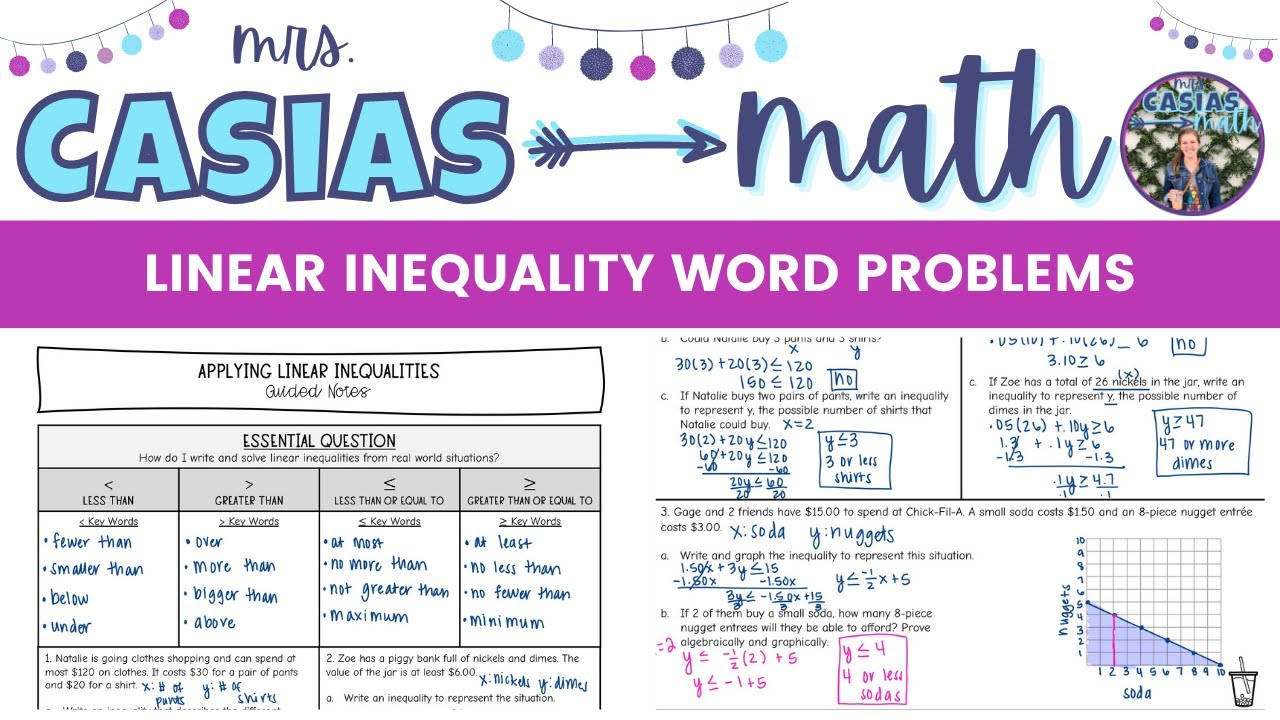 Writing Linear Inequalities from Word Problems | Algebra 1 Lesson