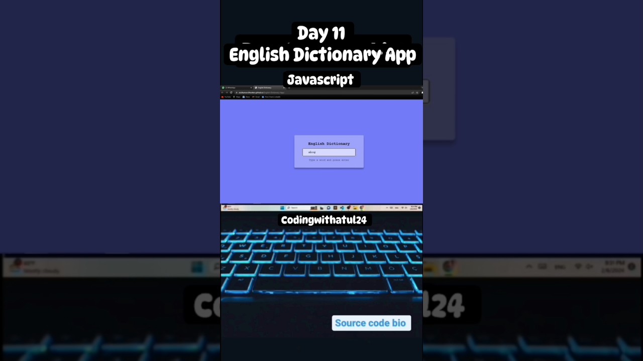 Day11- English Dictionary App 30 Days, 30 JavaScript Projects For Beginners to Practice #javascript