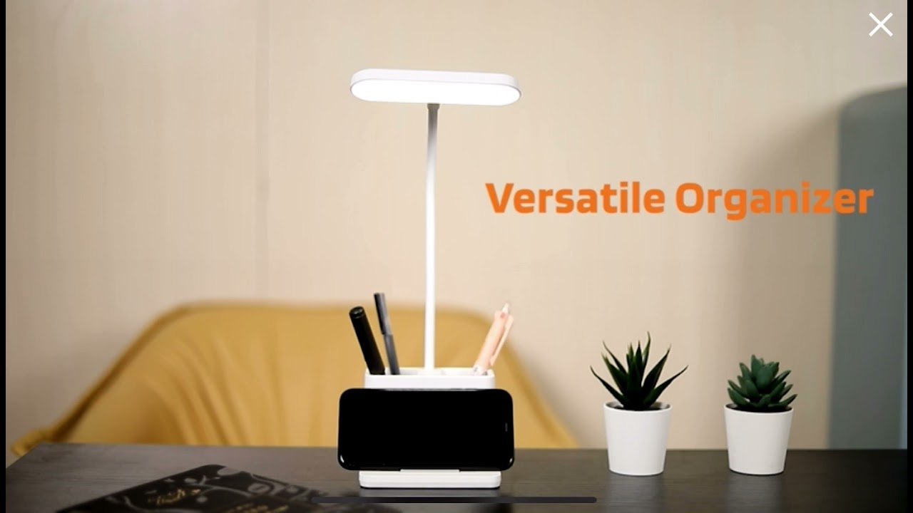 Lámpara LED escritorio con portalápices y sostén de celular