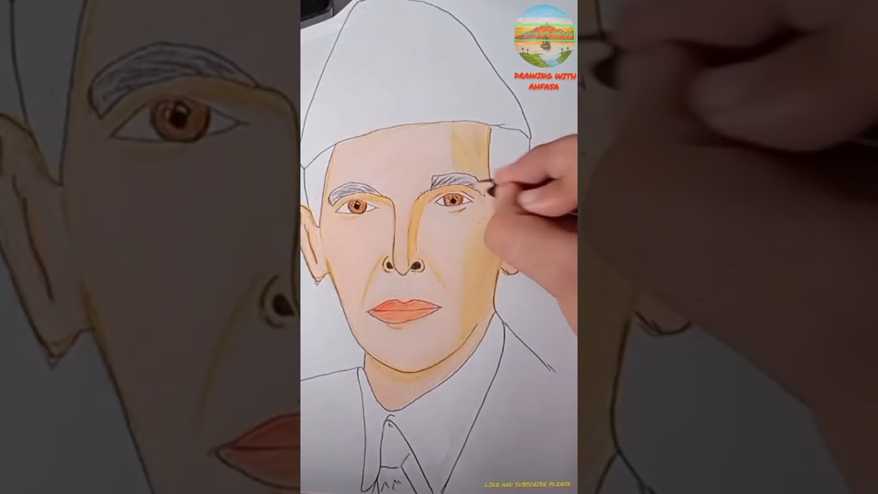 QUAID E AZAM MUHAMMAD ALI JINNAH DRAWING BY AHFASA @drawingwithahfasa1231