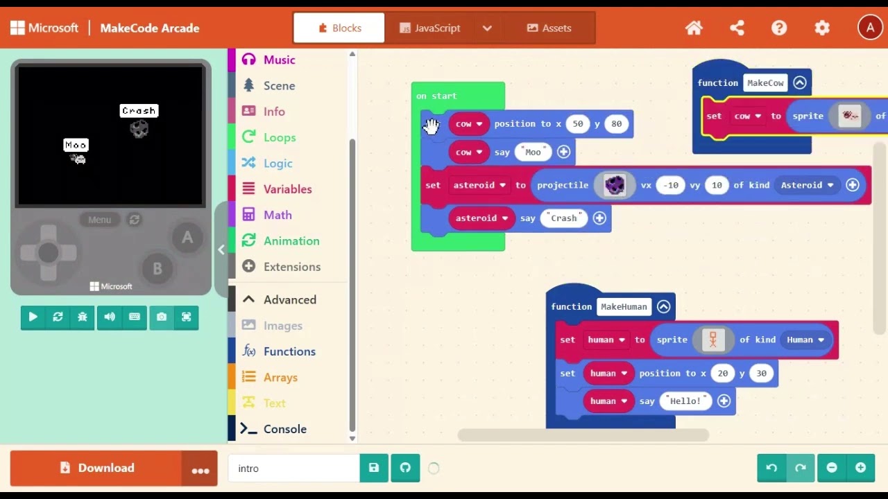 Use Functions In Makecode Arcade