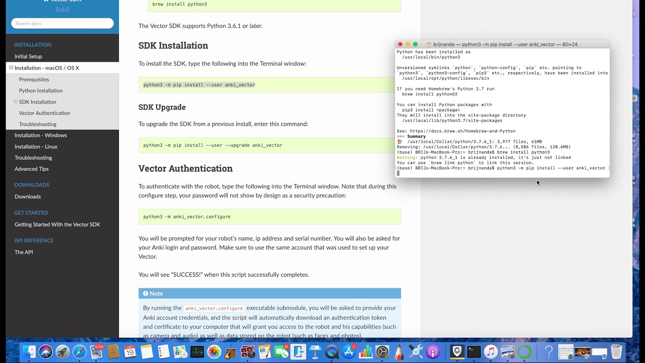 Anki Vector SDK installation process tuotrial for MacOS
