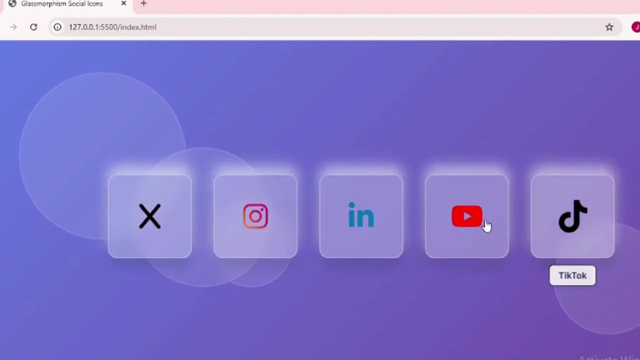 Animated Social media Icons With just HTML, CSS and JavaScript