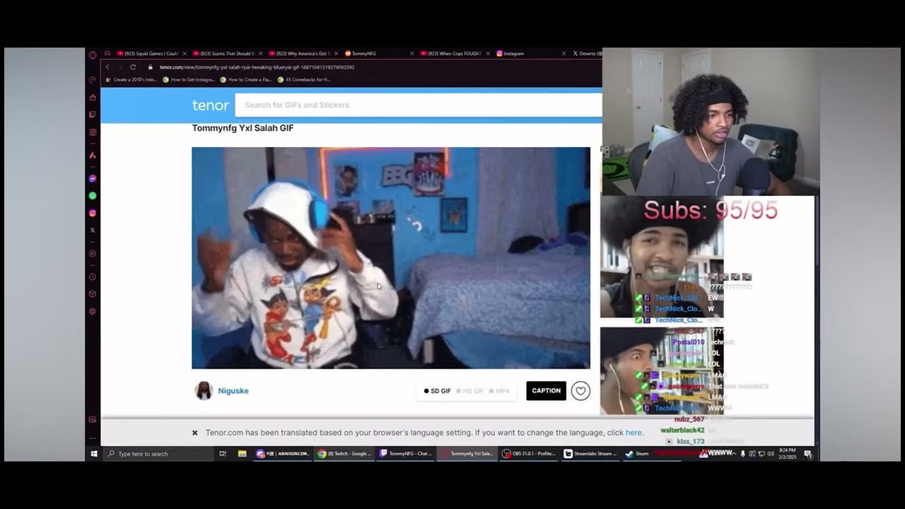 Tommy checks out more gifs in Tenor