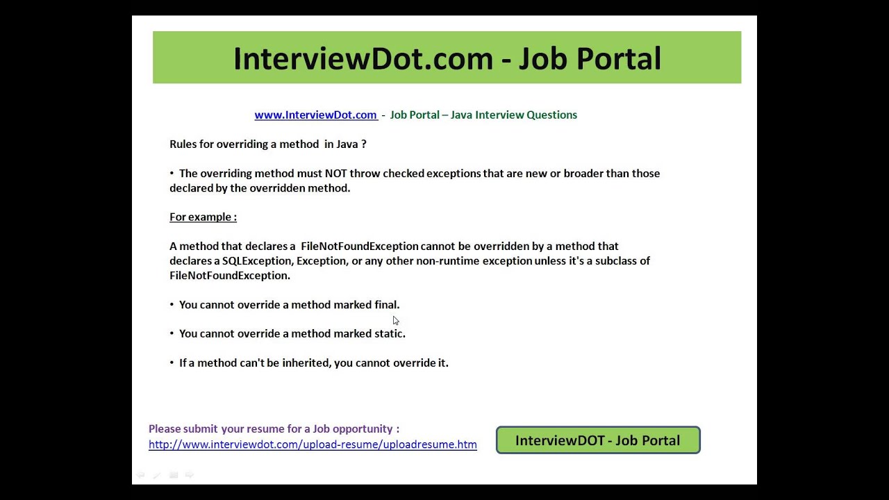 Overriding java method explain java interview question interviewdot