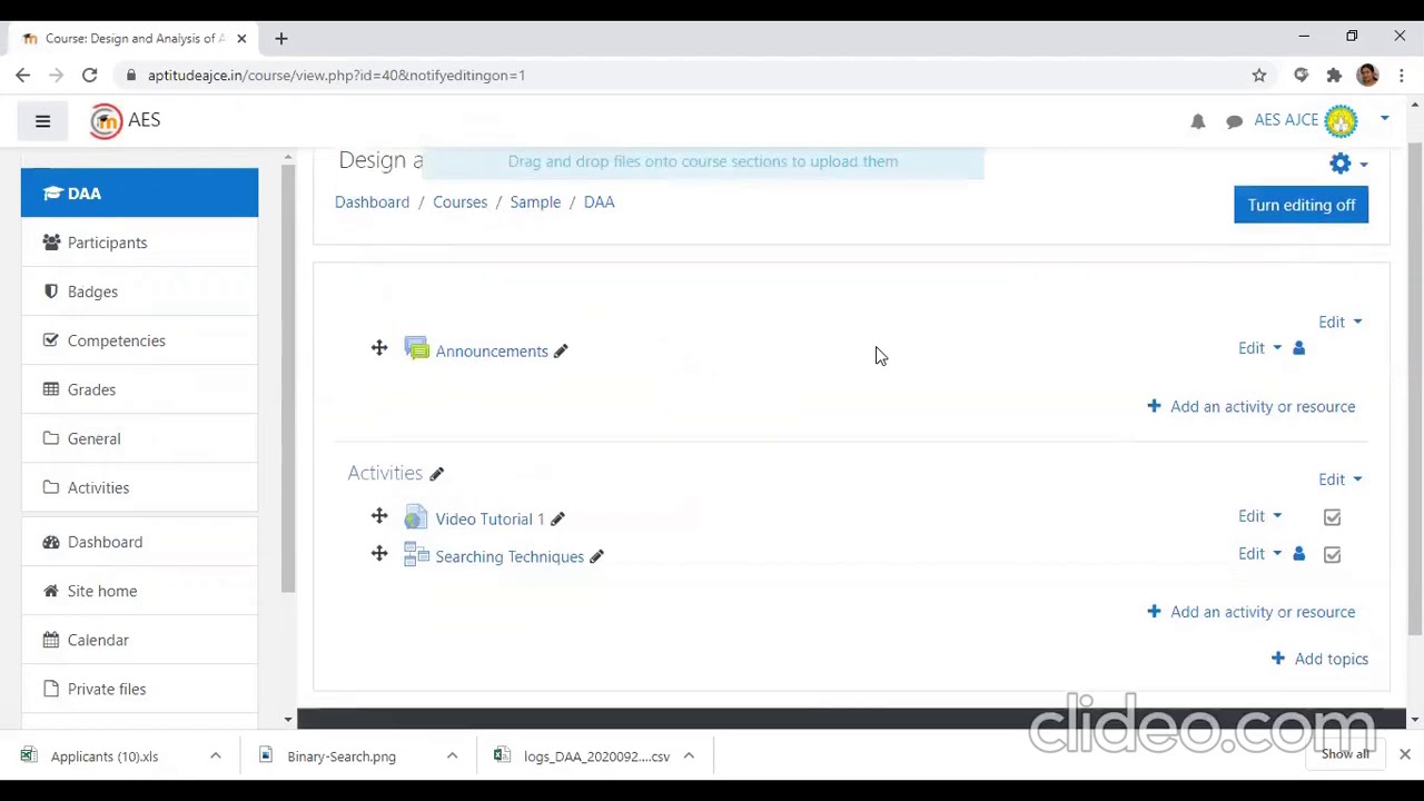 Lesson activity in Moodle Part 1