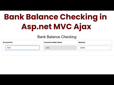 Bank Balance Checking in Asp.net MVC Ajax