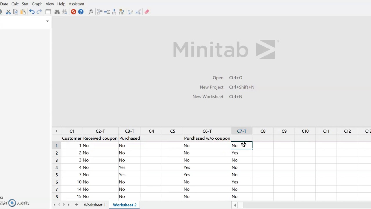 two proportion CIs in Minitab