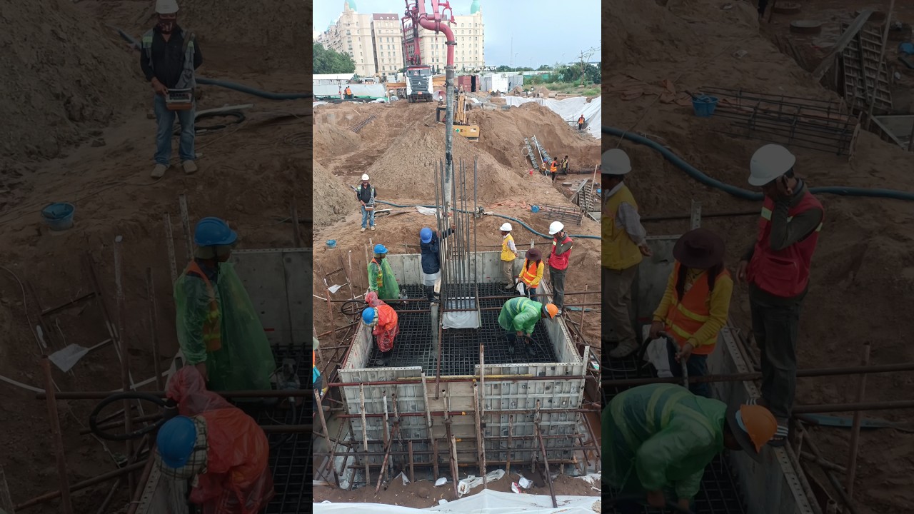 Big pile cap pouring concrete 👷 #shorts #building #civilengineering