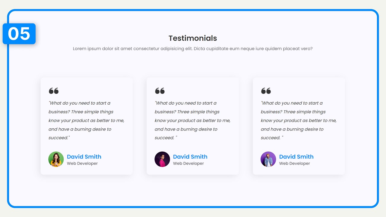 #5 Responsive Testimonials Section Using Html & Css | Crown Coder