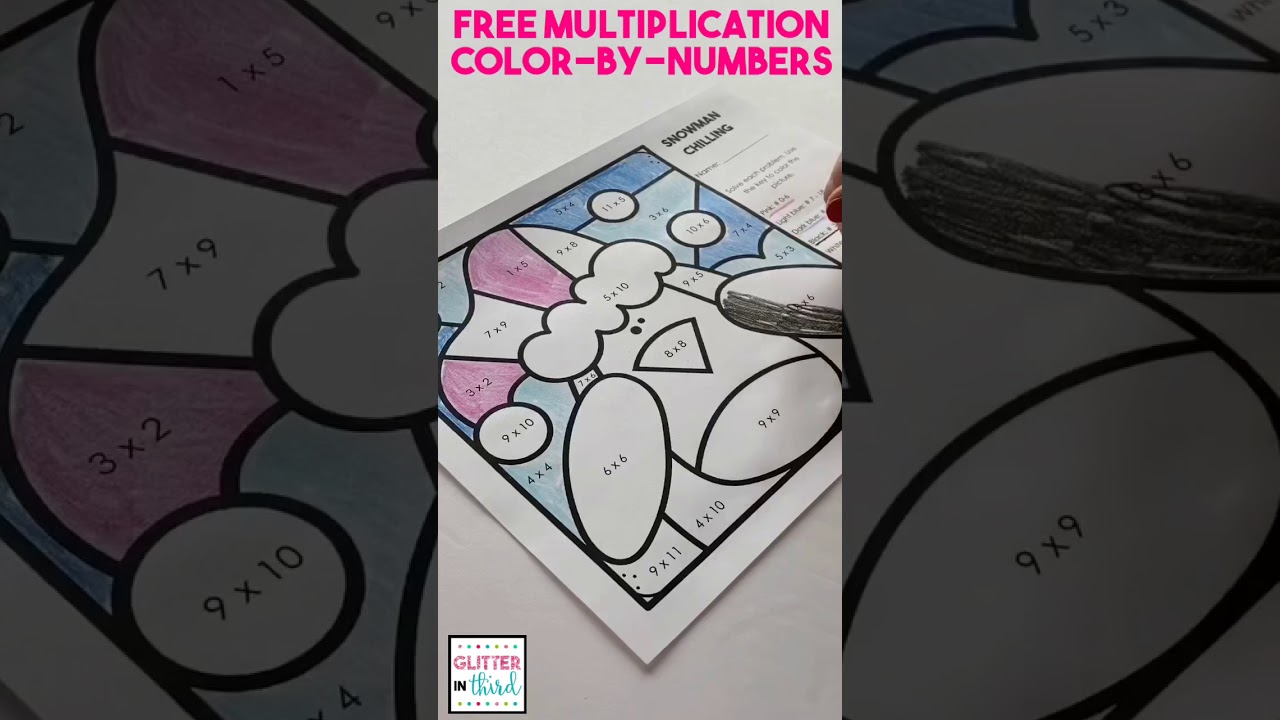 Winter multiplication color-by-numbers