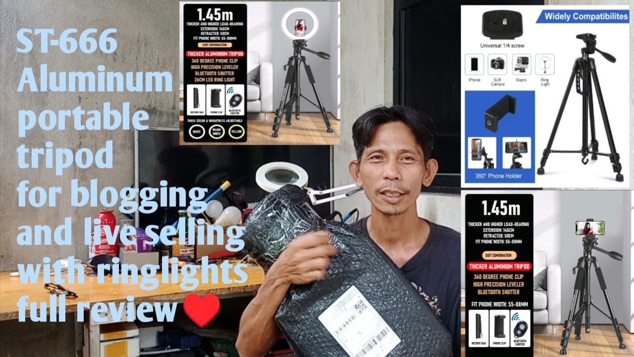 ST-666Aluminum tripod for DSLR, Action cam and cellphone full review!